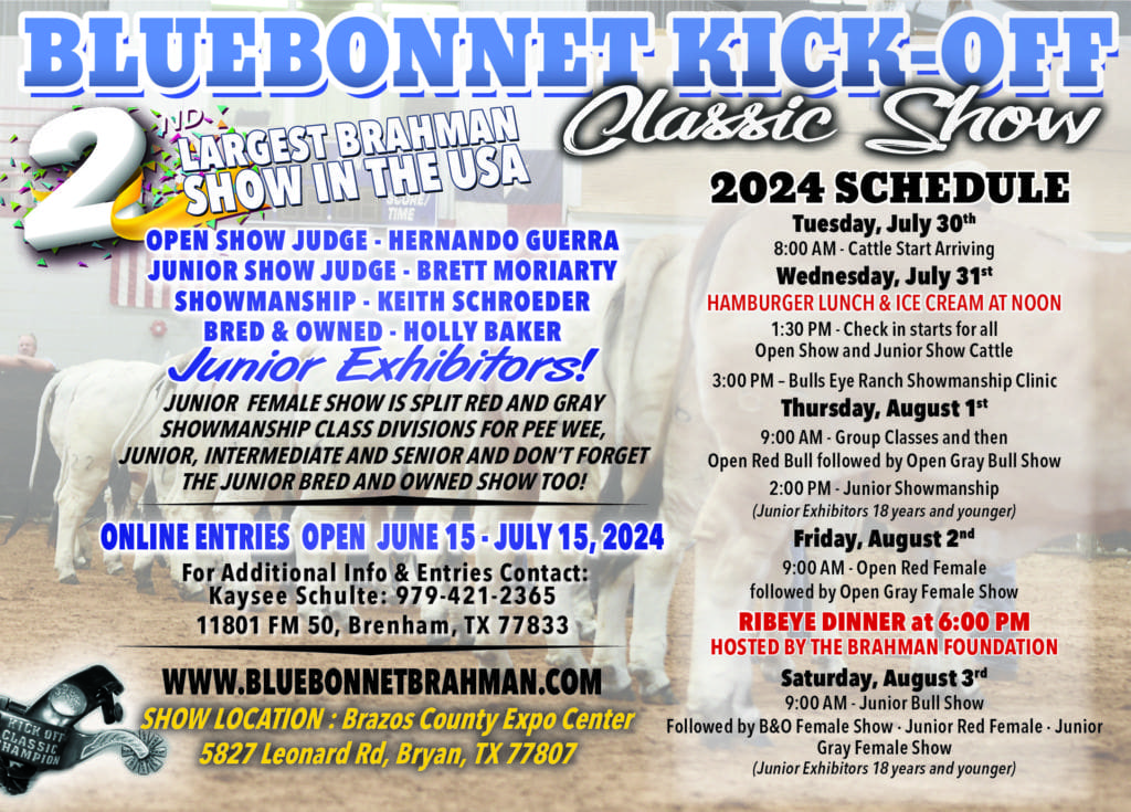 2024 Bluebonnet Kick Off Classic Open and Junior Show - Brahman Event